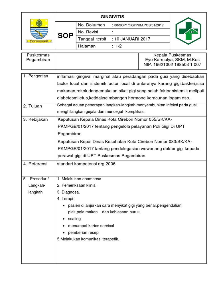 Sop Gingivitis | PDF | Pengembangan Diri | Kesehatan Holistik