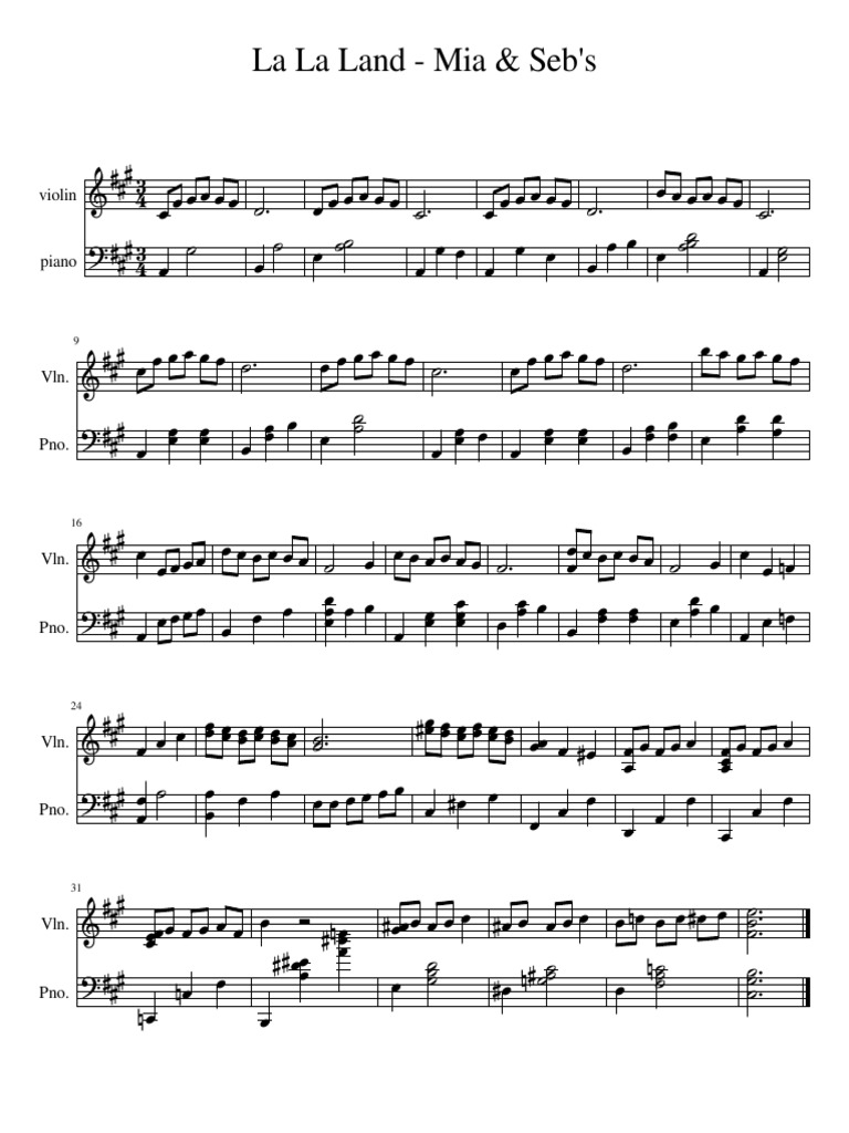 La La Land - Mia & Seb's: Violin | PDF | Leisure