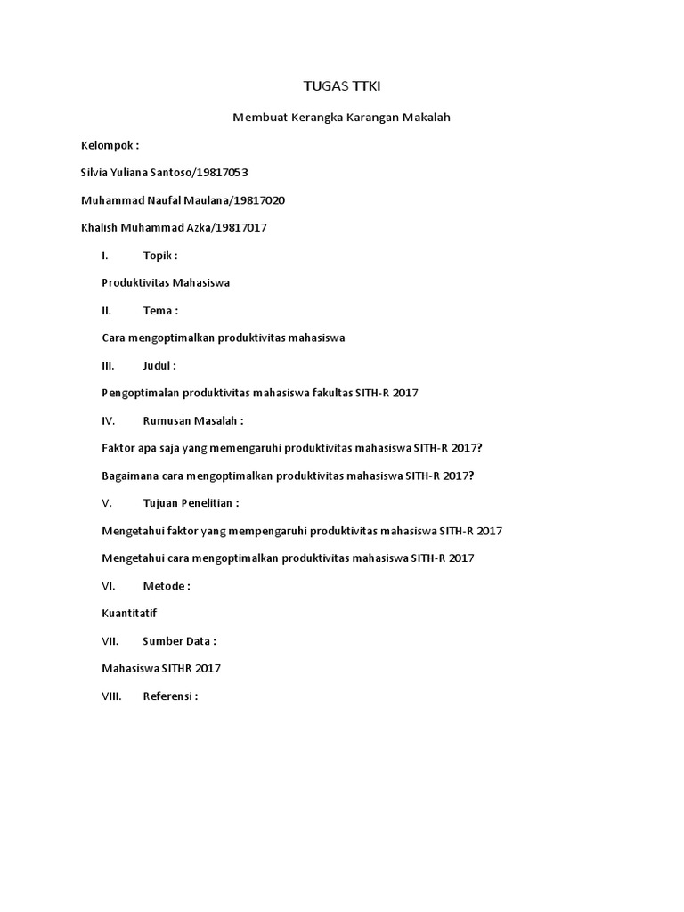 TTKI Kerangka Karangan | PDF