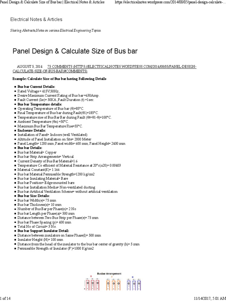 Busbar Size Calculation for Panels | PDF | Insulator (Electricity ...