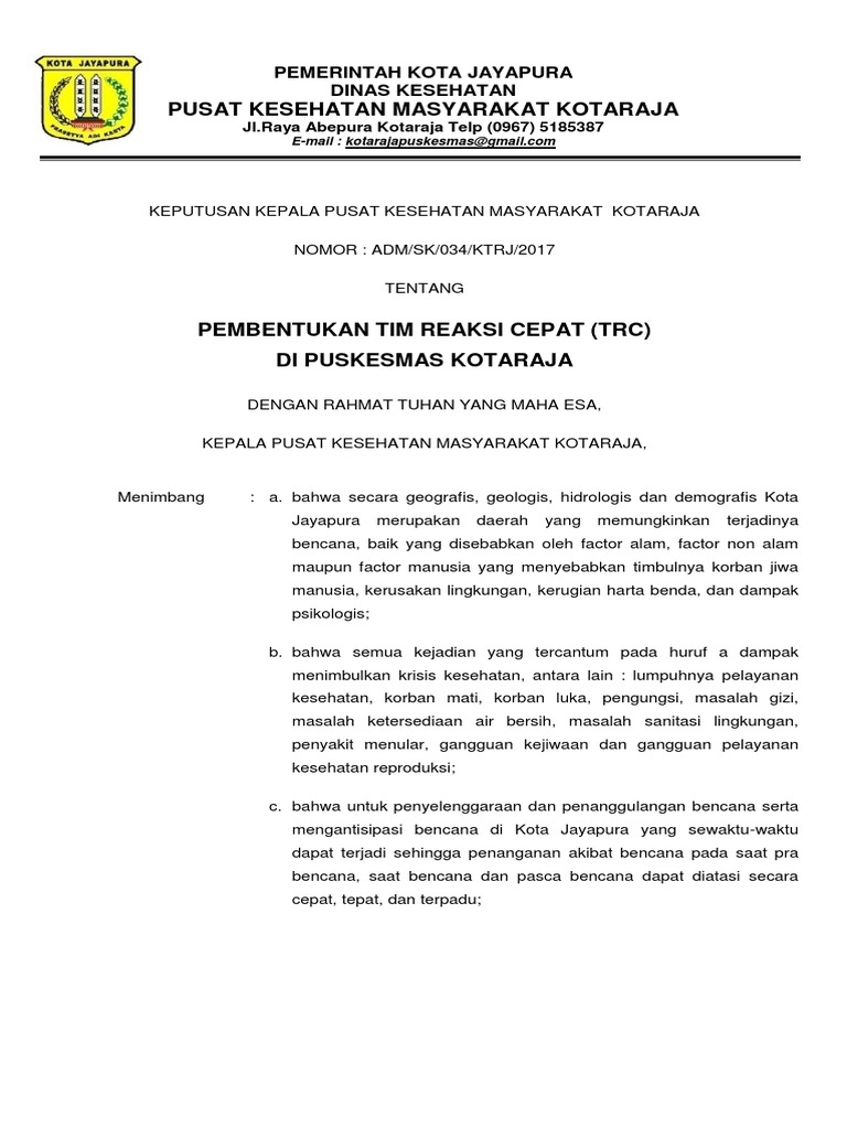 (Print - Admen) SK Pembentukan Tim TRC | PDF