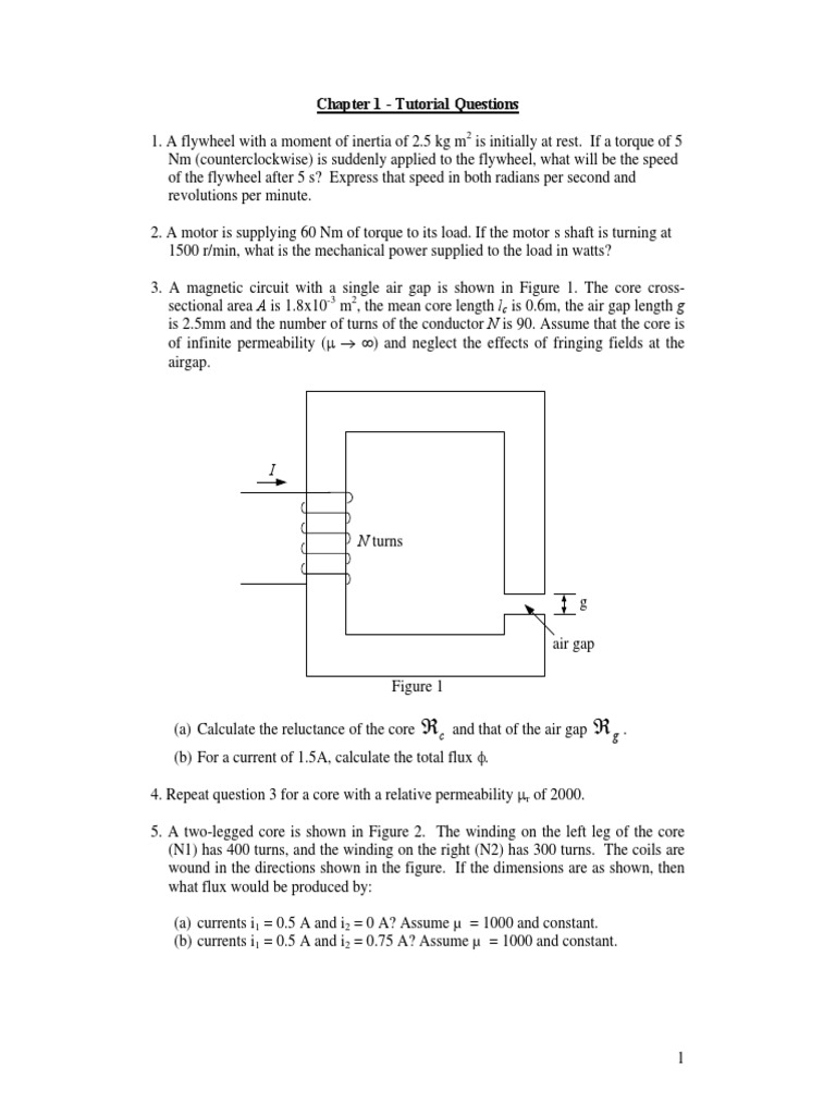 Chapter 1 - Tutorial Questions | PDF | Inductor | Force
