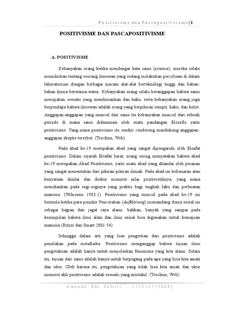 Sejarah dan Konsep Positivisme | PDF | Ilmu Sosial | Sejarah