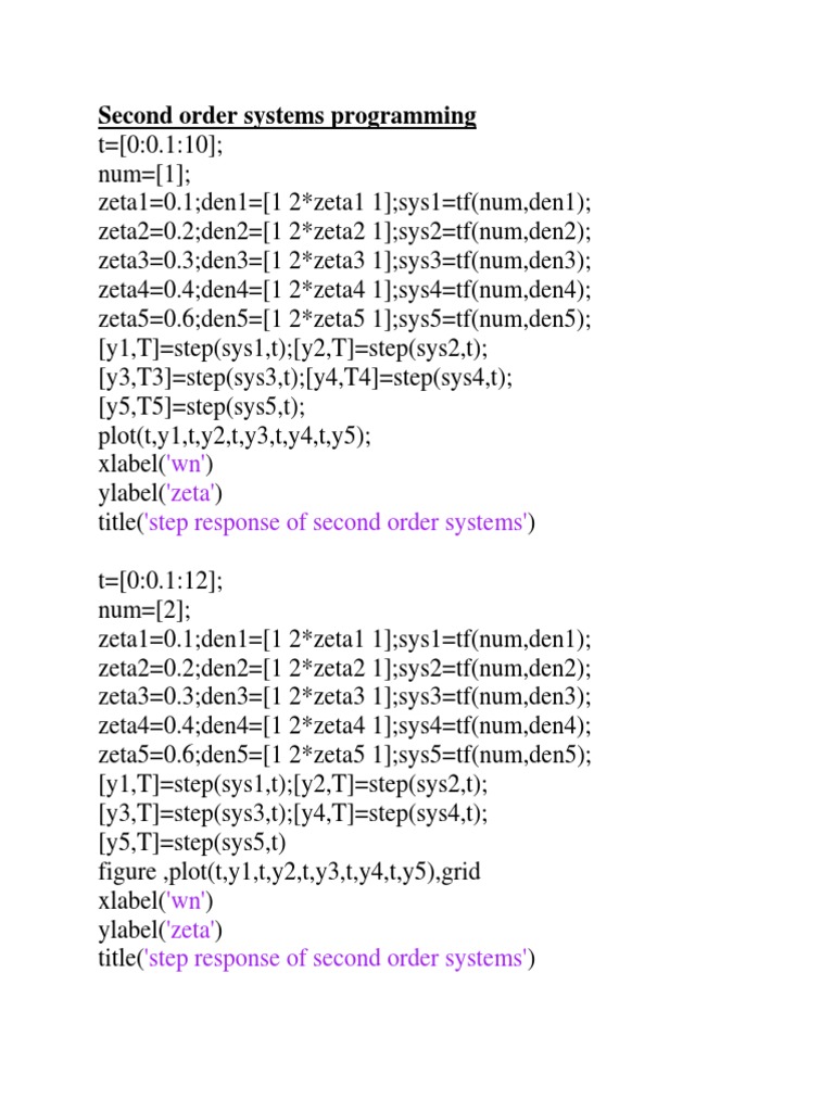 Second Order Systems Programming | PDF