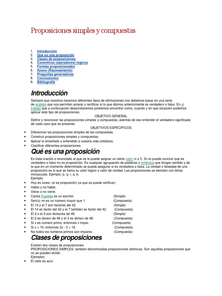 Proposiciones Simples y Compuestas (Estructuras Discretas) | PDF ...