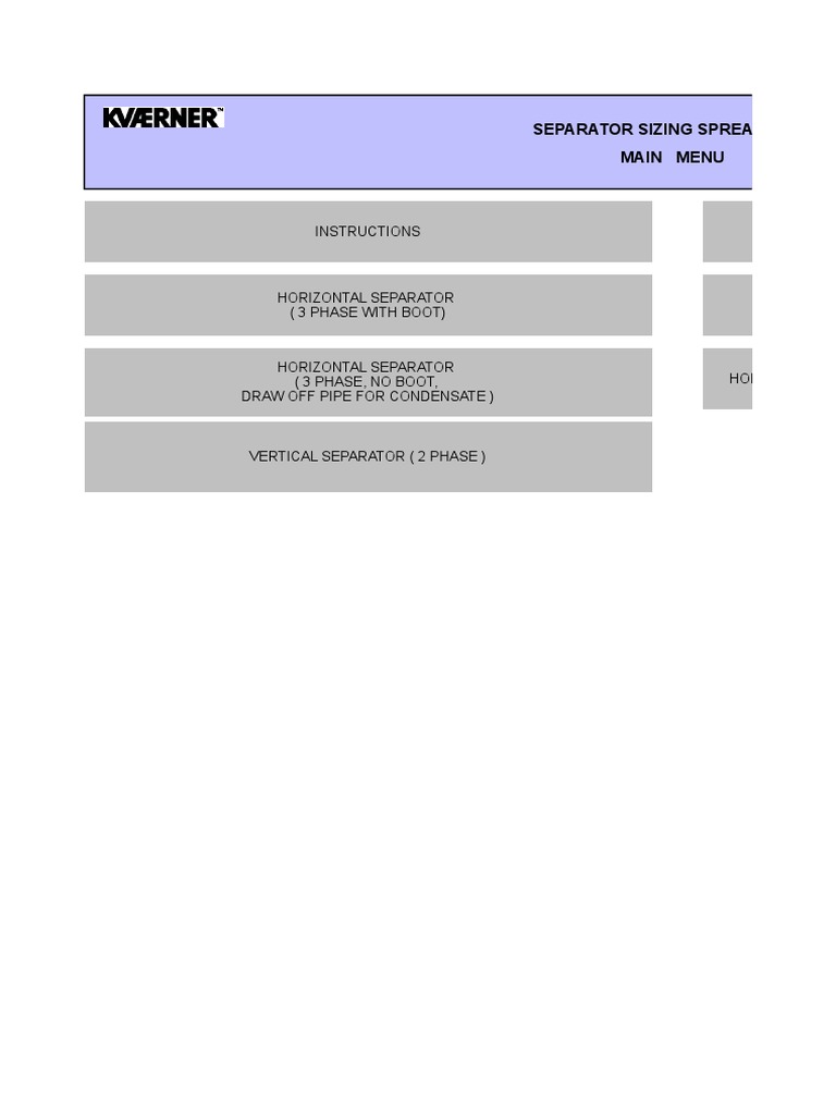 Spreadsheet To Design Separators | PDF | Spreadsheet | Microsoft Excel