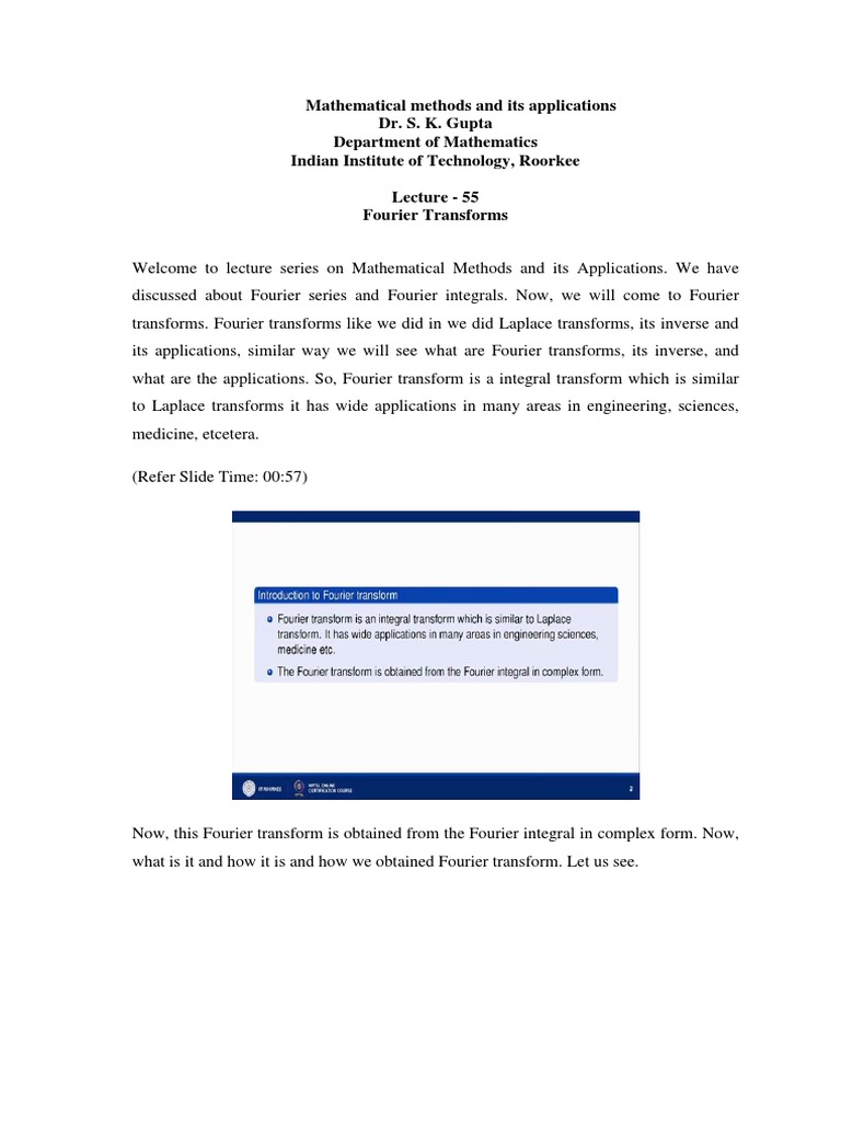 Lec 55 | PDF | Fourier Transform | Fourier Series