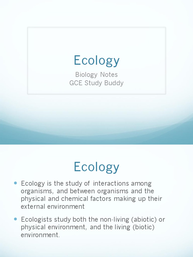 Ecology: Biology Notes GCE Study Buddy | PDF | Food Web | Ecology