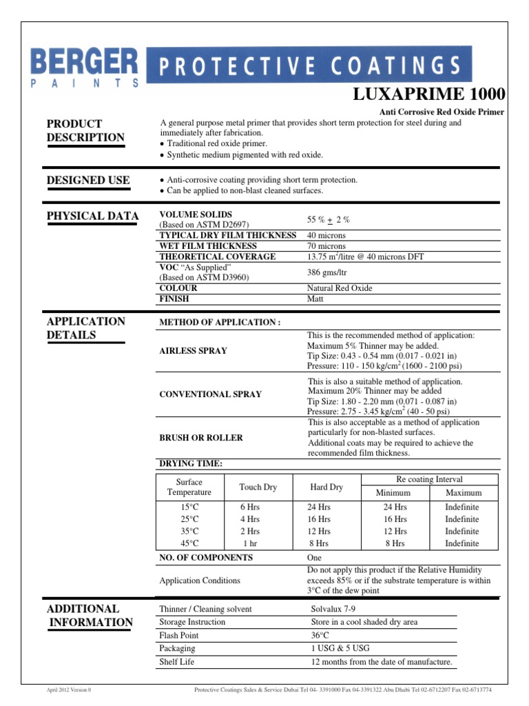 Pds Luxaprime 1000 Voc | PDF | Corrosion | Personal Protective Equipment