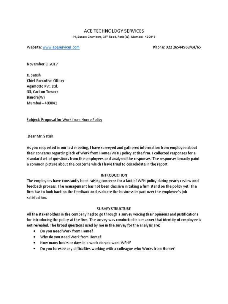 Letter | PDF | Telecommuting | Work–Life Balance