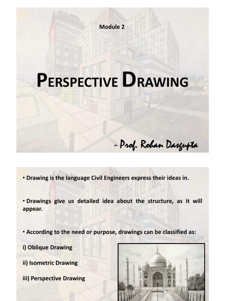Erspective Rawing Erspective Rawing: - Prof. Rohan Dasgupta | PDF | Perspective (Graphical ...