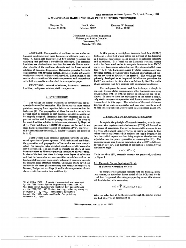 A Multi Phase Harmonic Load Flow Solution Technique | PDF | Electrical ... A Multi Phase Harmonic Load Flow Solution Technique | PDF | Electrical ...