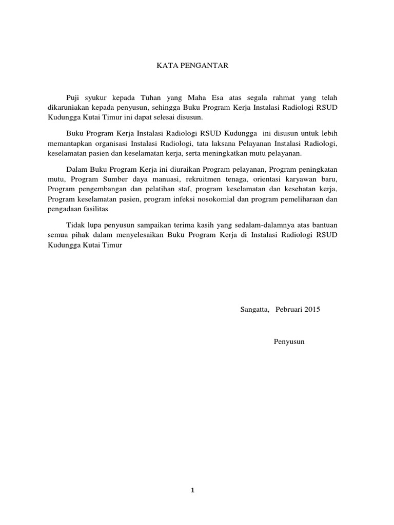 Program Kerja Instalasi Radiologi Rsud Dr.m.haulussy | PDF