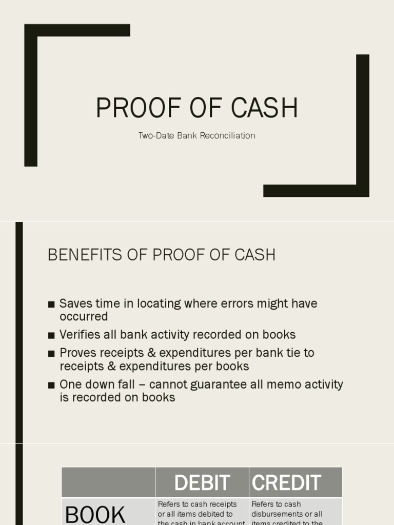 Proof of Cash: Two-Date Bank Reconciliation | PDF | Debits And Credits ...