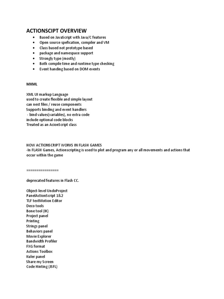 ActionScript Overview and How it Works in Flash Games | PDF
