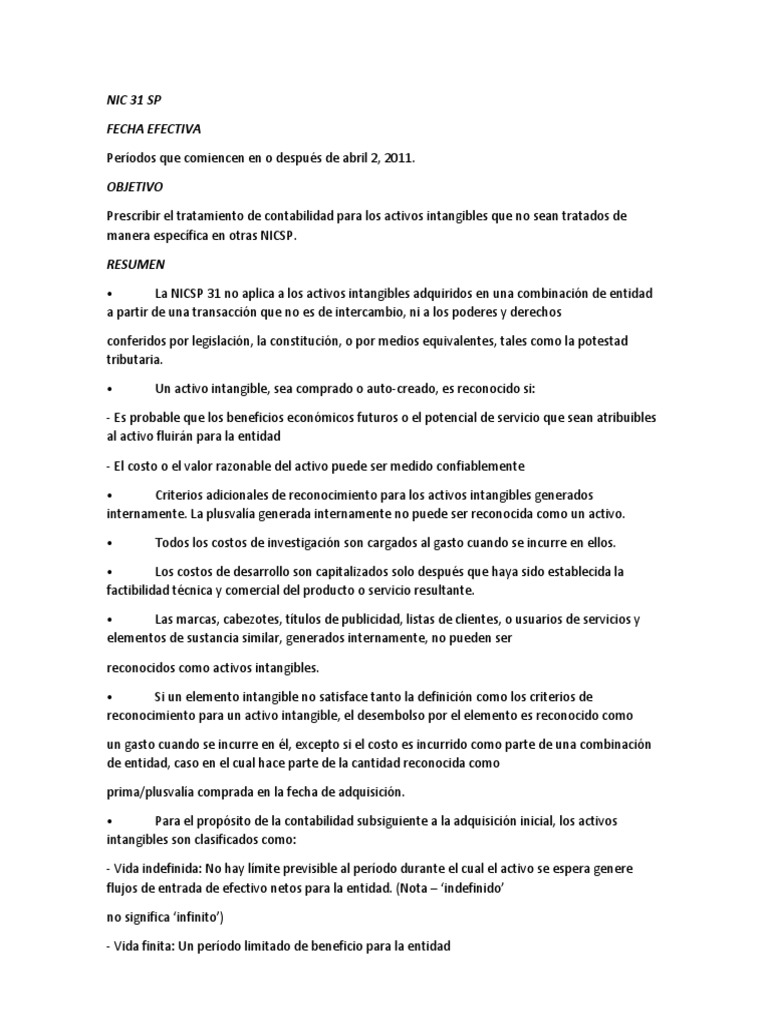 Nic 31 SP | PDF | Balance presupuestario del gobierno | Activo intangible