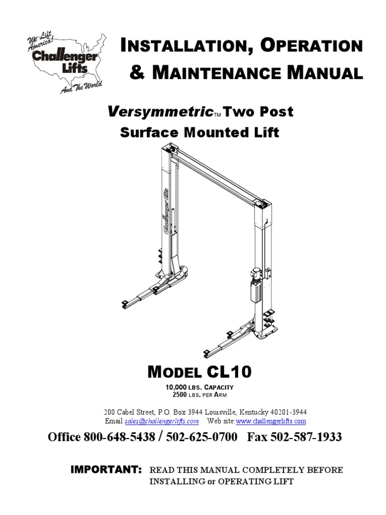 Manual Elevador Challenger c10 | PDF | Elevator | Nut (Hardware)