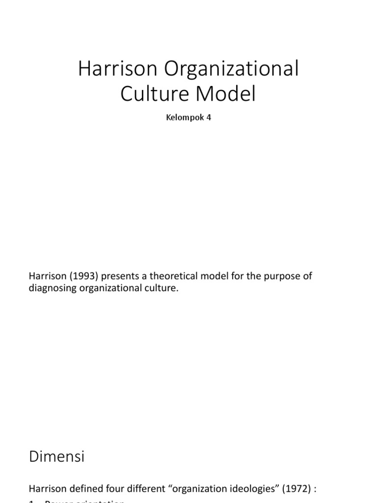 Harrison Organizational Culture Model: Kelompok 4 | PDF ...