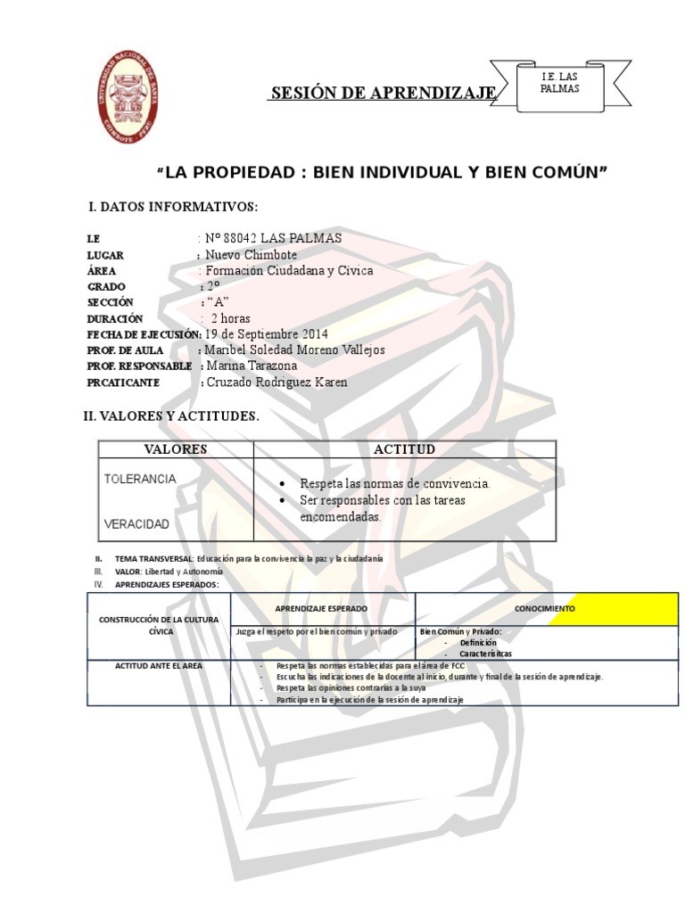 SESION La Propiedad Bien Individual y Bien Comun | PDF | Maestros ...