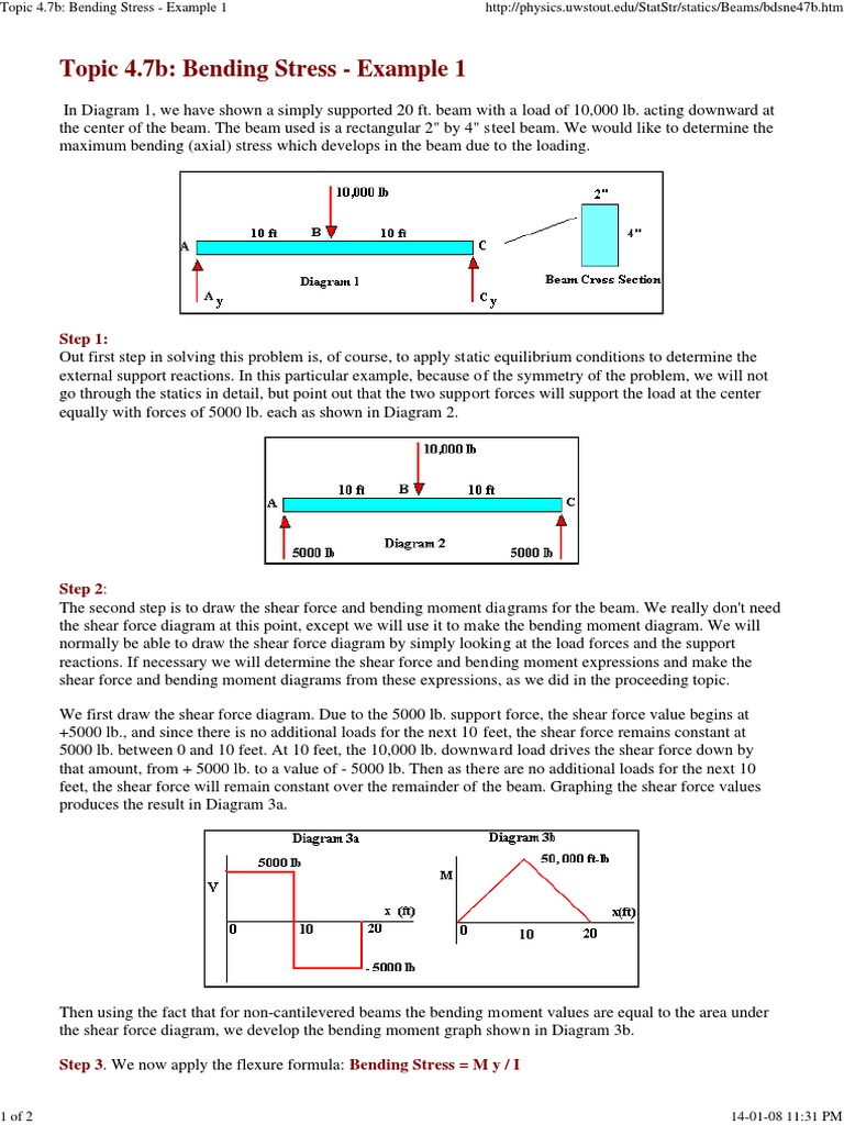 Topic 4.7b: Bending Stress - Example 1 | PDF | Bending | Beam (Structure)
