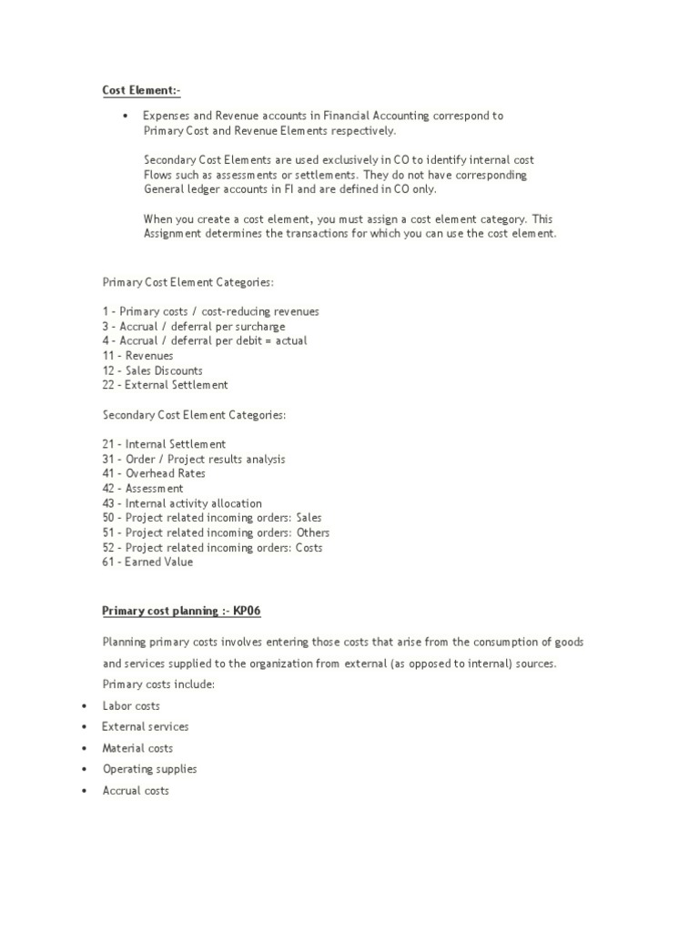 Primary Cost and Secondary Cost Planning | PDF | Cost | Revenue
