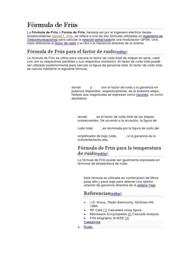 Fórmula de Friis | PDF | Electrónica | Ingenieria Eléctrica