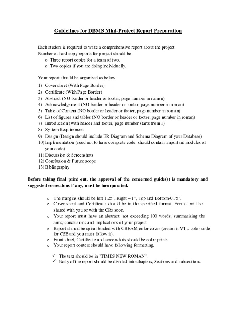 Dbms - Mini-Project Report Guidelines | PDF | Databases | Written Communication