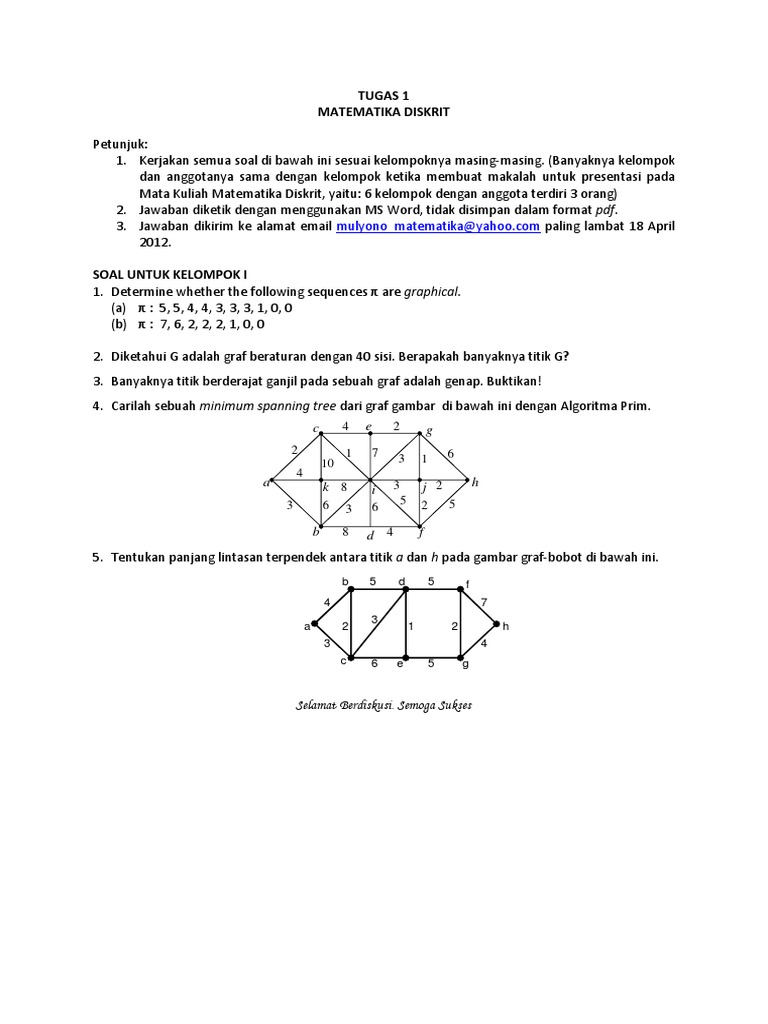 Tugas 1 Mat Diskrit s2 TH 2012 | PDF