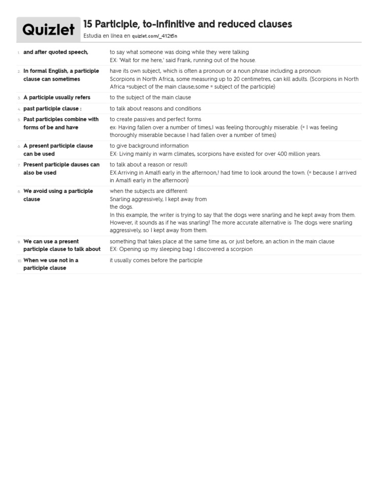 15 Participle, To-Infinitive and Reduced Clauses | PDF | Clause ...