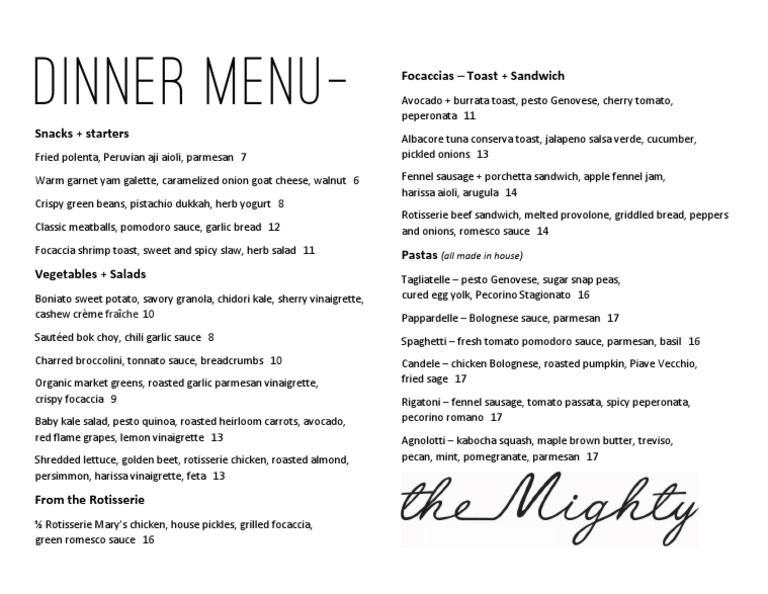 The Mighty Menu | PDF | Pesto | Salad