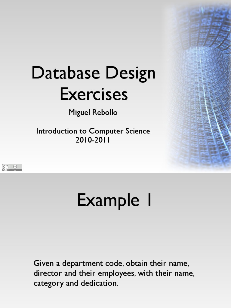 Database Design Exercises Miguel Rebollo Introduction To Computer Science 2010 2011 Pdf 