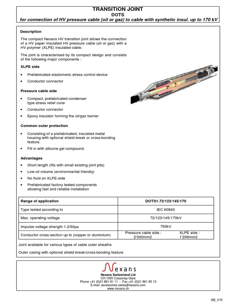 HV Transition Joint for 170 kV Cables | PDF | Insulator (Electricity ...