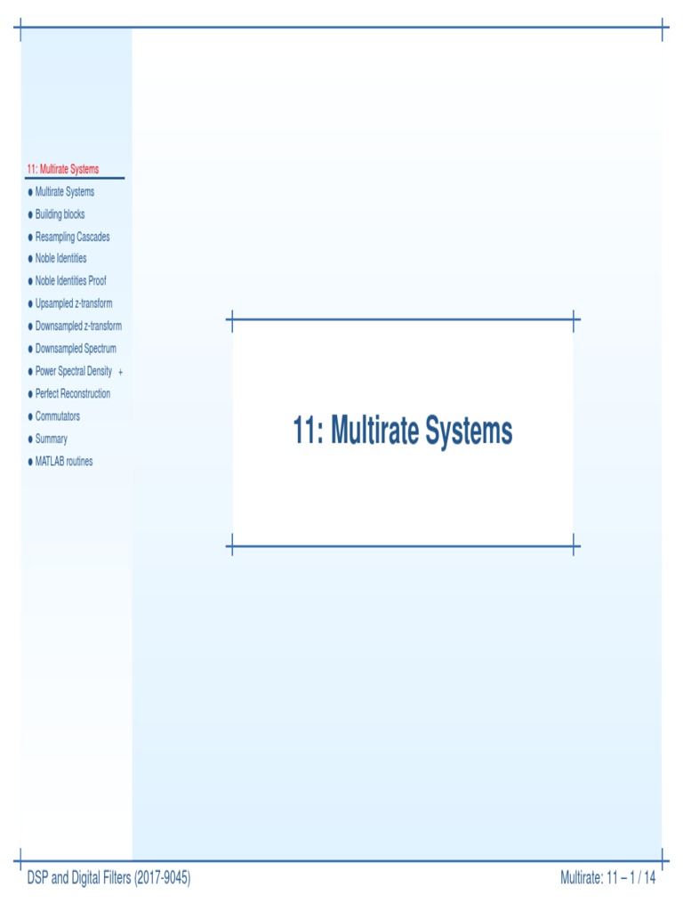 11: Multirate Systems | PDF | Digital Signal Processing | Sampling ...