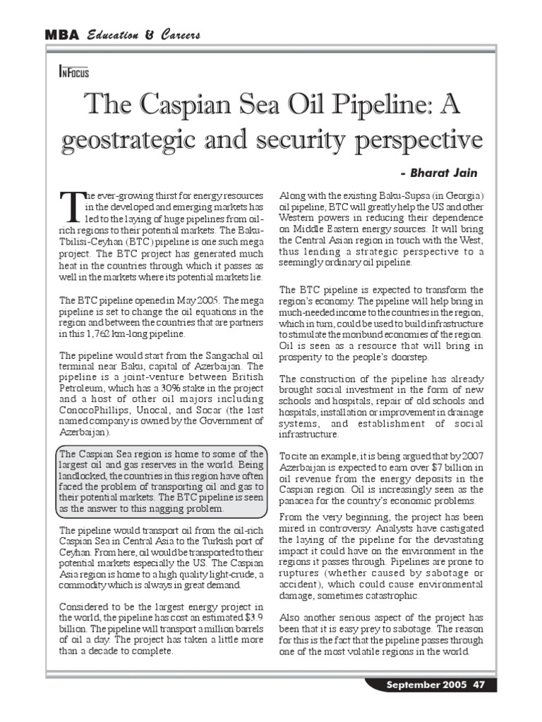 The Caspian Sea Pipelines | PDF | Pipeline Transport | Armenia