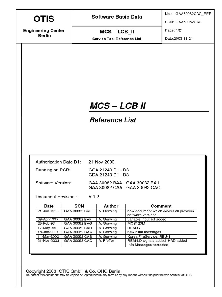 OTIS Error-Ref-LCB2-CAC PDF | PDF