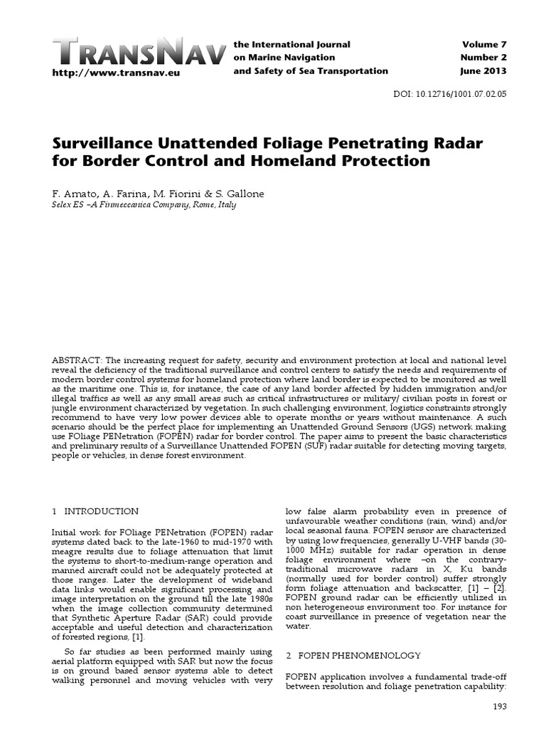 Unattended FOPEN Radar for Border Security | PDF | Attenuation | Radar