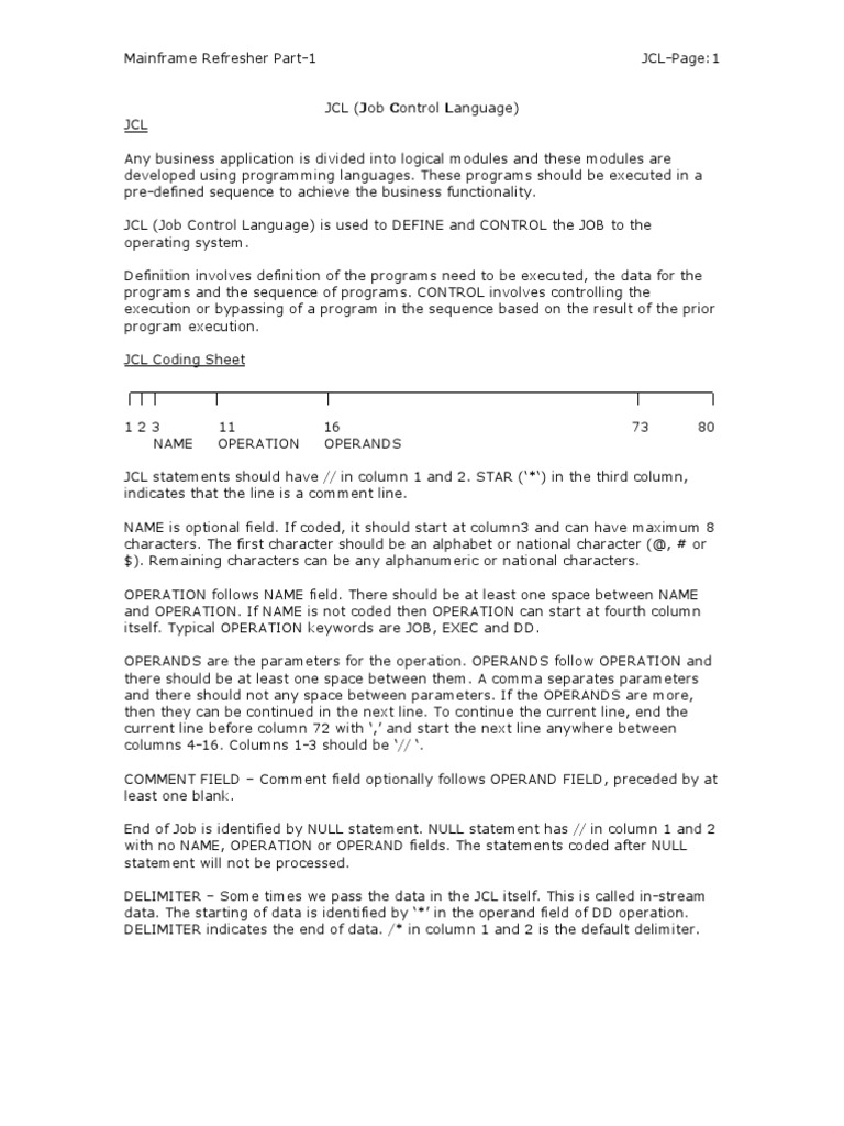 JCL 1.0 | PDF | Operating System Families | System Software