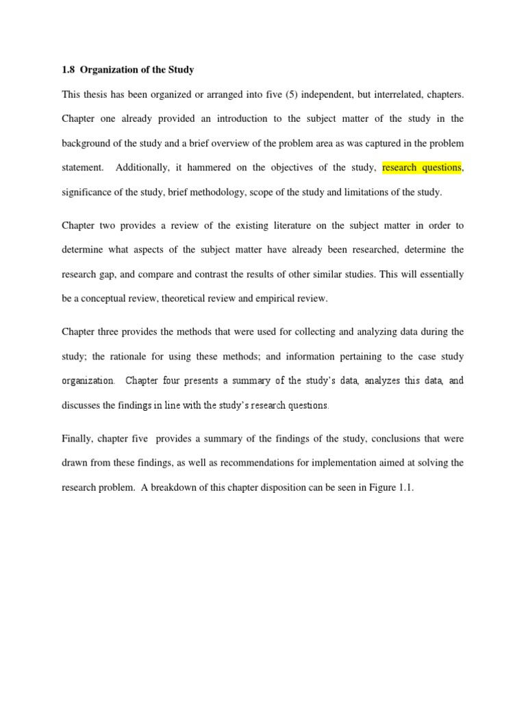 1.8 Organization of The Study | PDF | Career & Growth | Self-Improvement