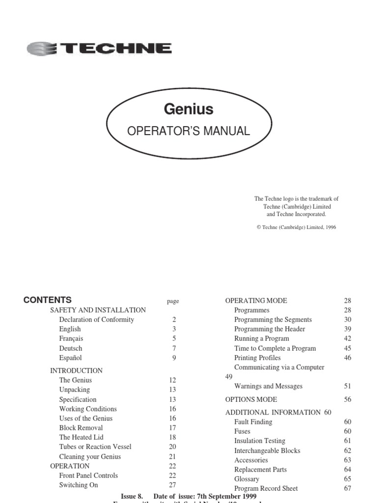 Techne Genius Manual | PDF | Vacuum Tube | Ac Power Plugs And Sockets