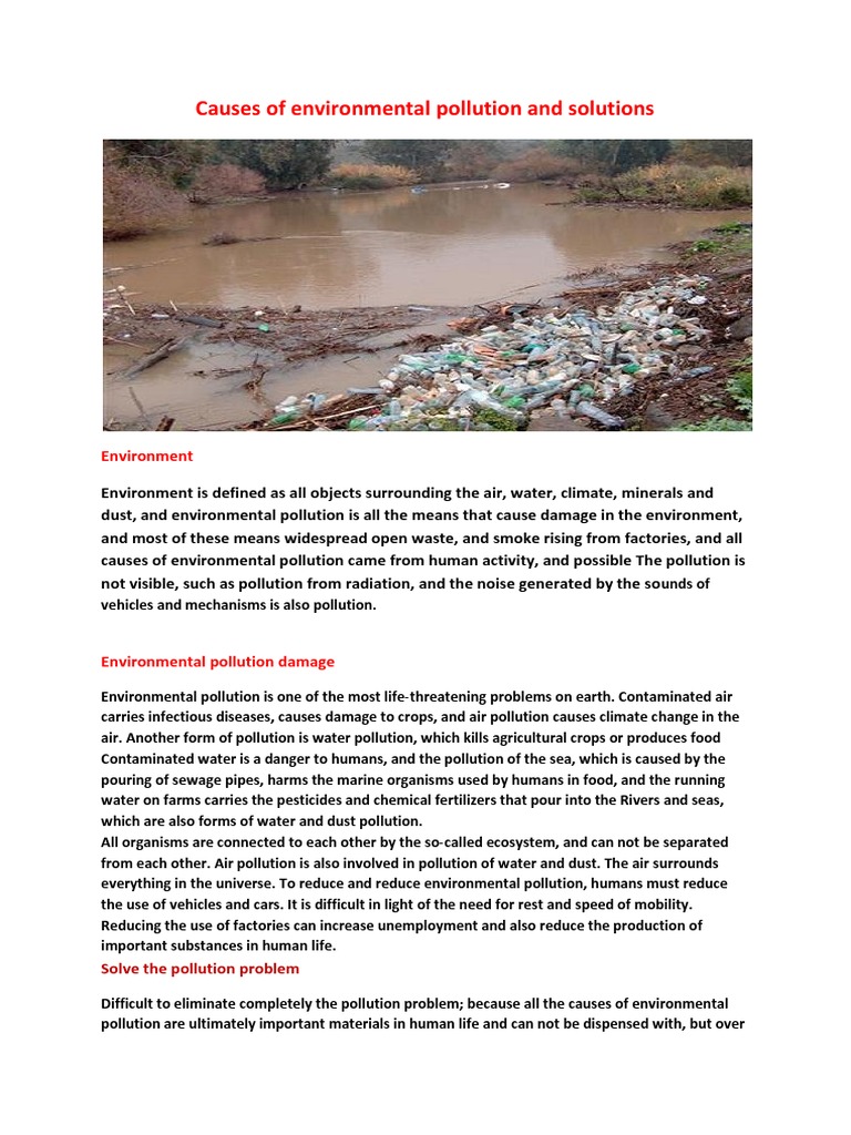 Causes of Environmental Pollution and Solutions | PDF | Water Pollution ...