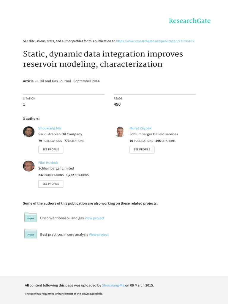 Static, Dynamic Data Integration Improves Reservoir Modeling, Characterization | PDF | Petroleum ...
