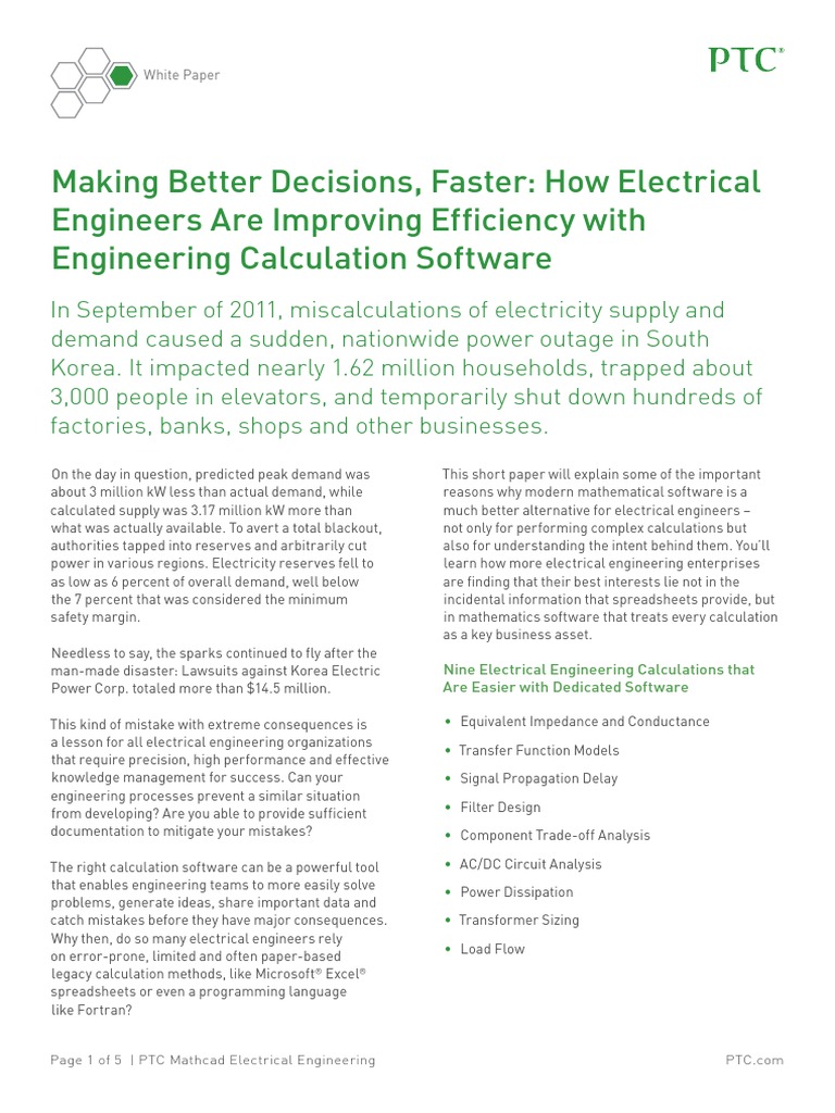 Electrical Engineers Improve Efficiencies Without Spreadsheets | PDF ...