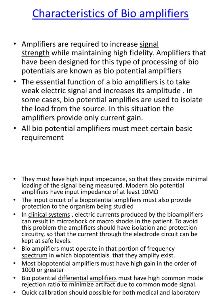 Characteristics of Bio Amplifiers | PDF