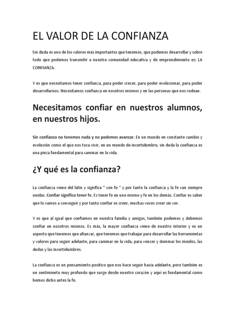 El Valor de La Confianza | PDF | Vida | Cognición