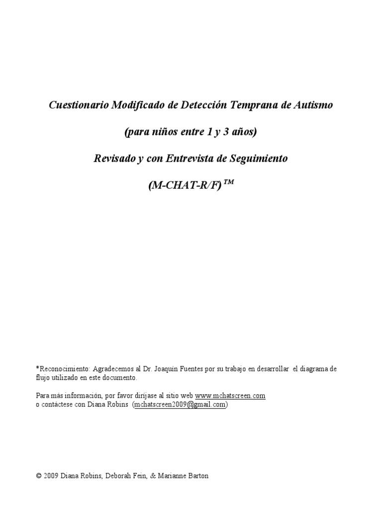 M-CHAT-R F Western Spanish | PDF | Autismo | Espectro autista