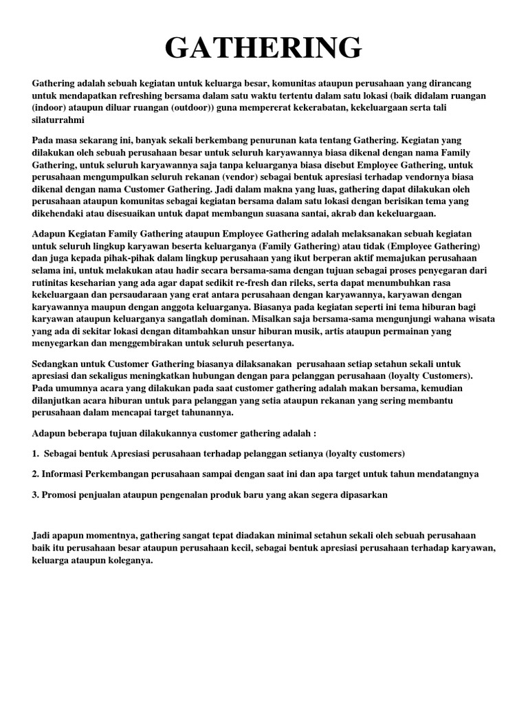 Pentingnya Gathering untuk Perusahaan | PDF | Bisnis