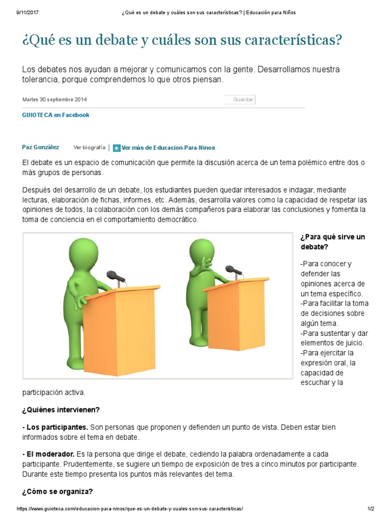 ¿Qué Es Un Debate y Cuáles Son Sus Características - Educación para ...