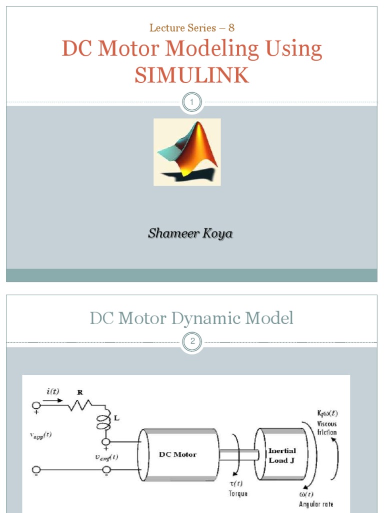DC Motor Modeling Using Simulink: Lecture Series - 8 | PDF | Electric ...