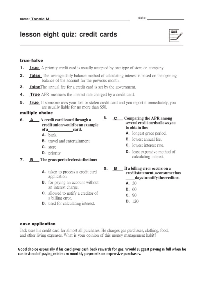 Credit Cards Quiz | PDF | Credit Card | Credit (Finance)