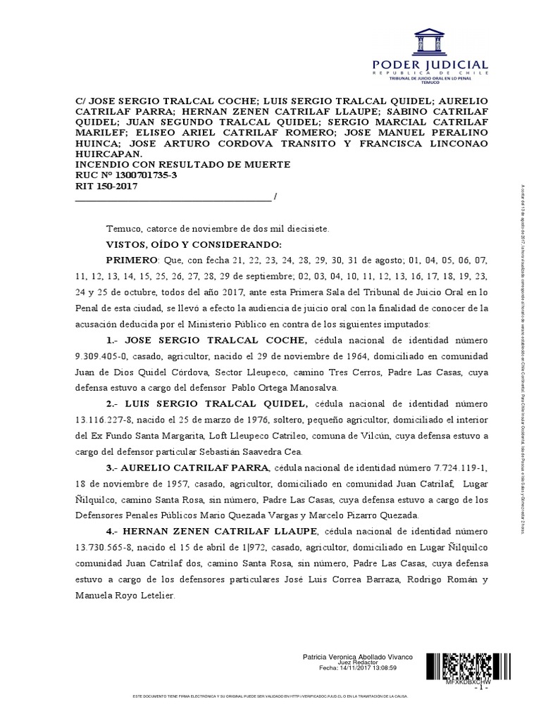 Sentencia | PDF | Evidencia (ley) | Chile